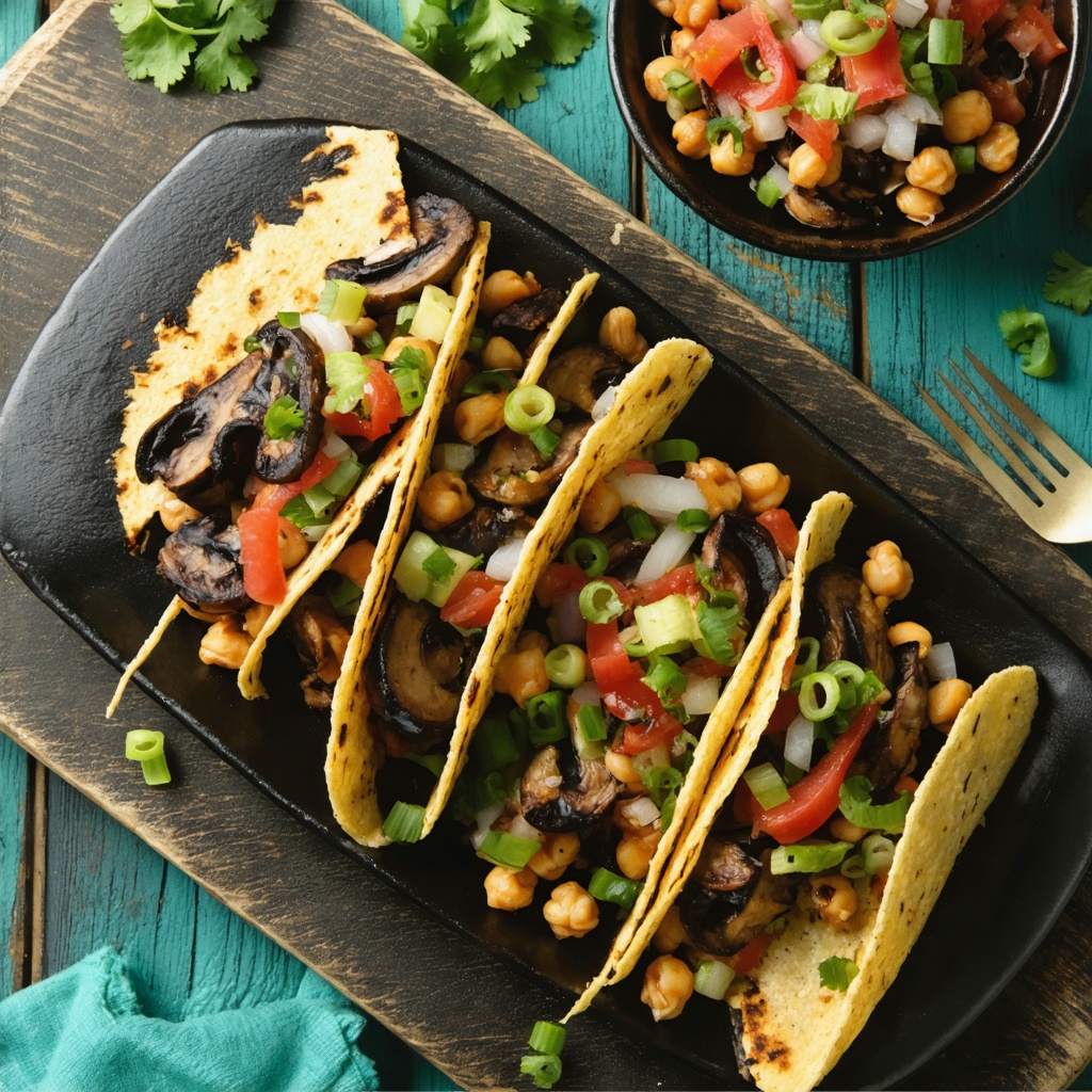 Smoky mushroom & chickpea fajitas with charred spring onion salsa recipe